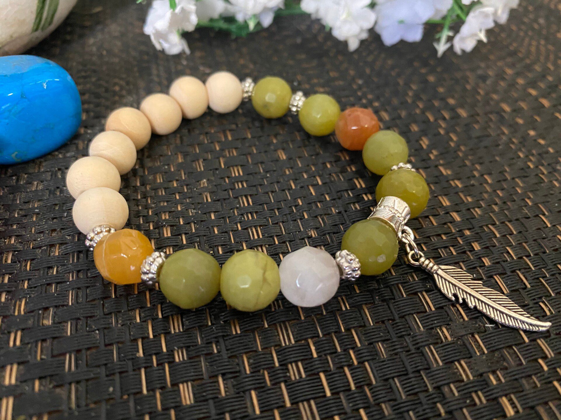 Agate Aromatherapy / Diffuser Bracelet with Feather & 10ml Balance ...