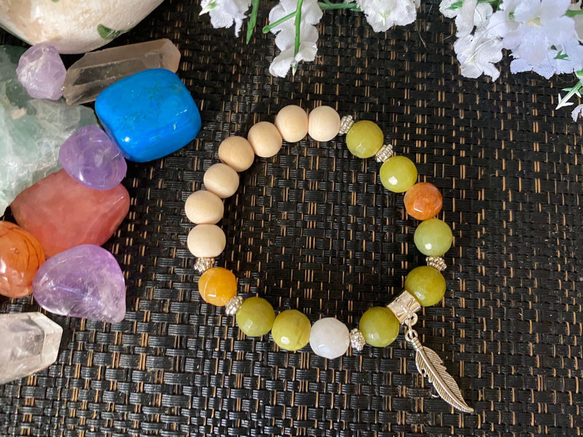 Agate Aromatherapy / Diffuser Bracelet with Feather & 10ml Balance ...