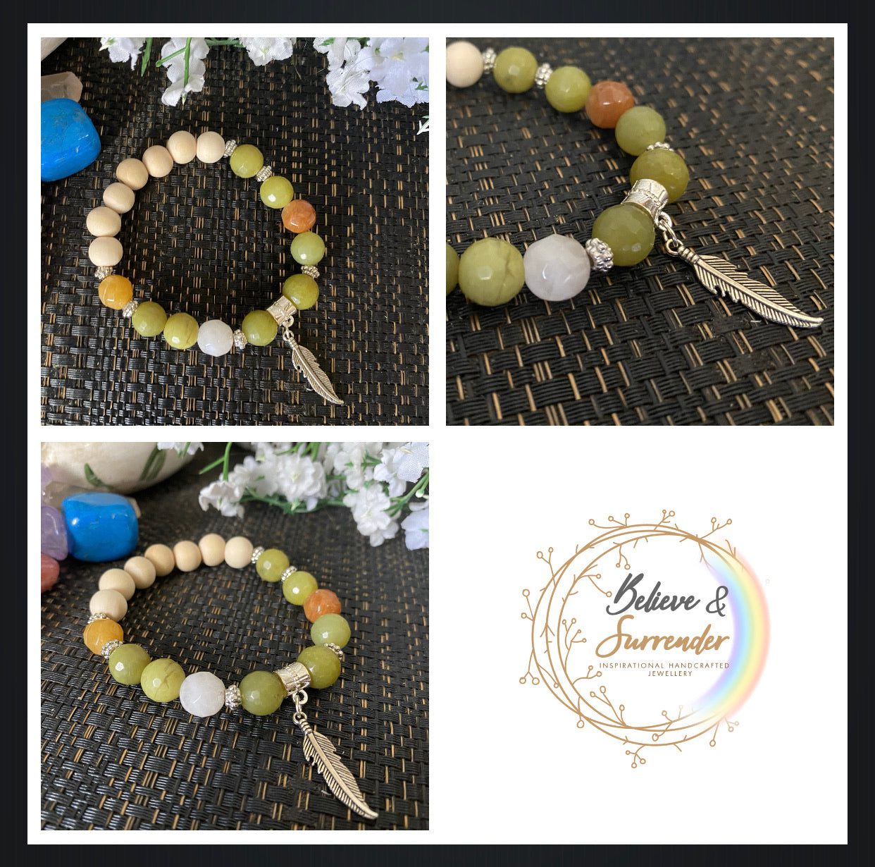Agate Aromatherapy / Diffuser Bracelet with Feather & 10ml Balance ...