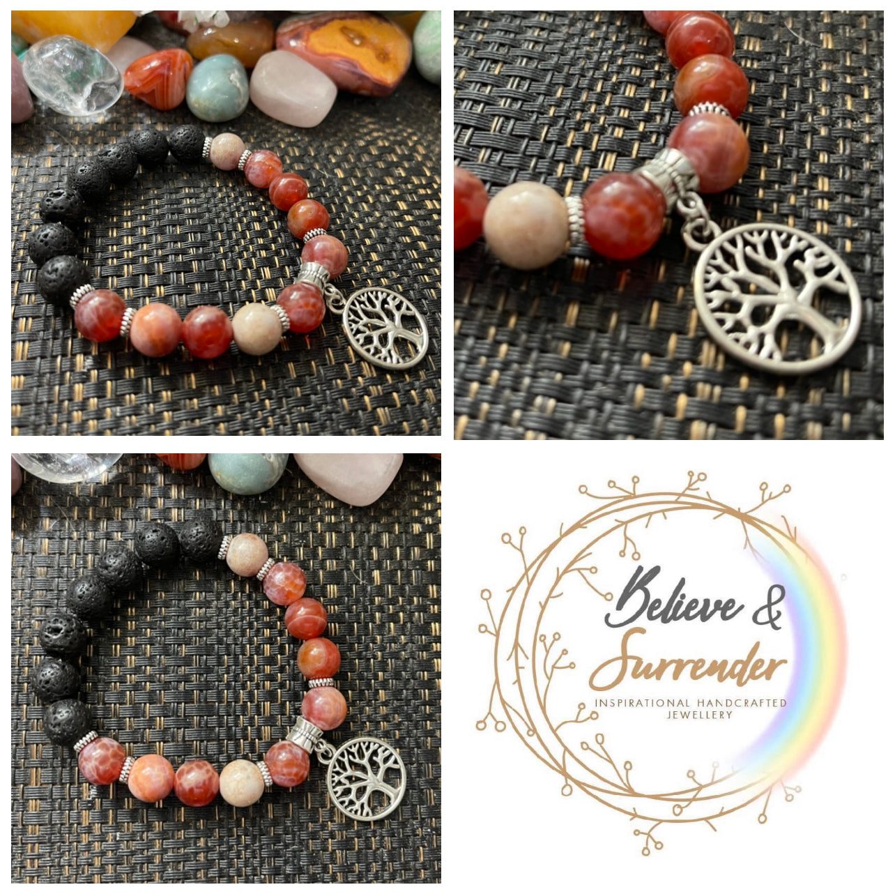 Fire Agate Aromatherapy / Diffuser Bracelet with Tree of Life | Believe ...